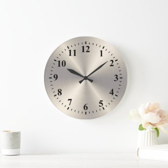 Stainless Steel Metal Large Clock | Zazzle