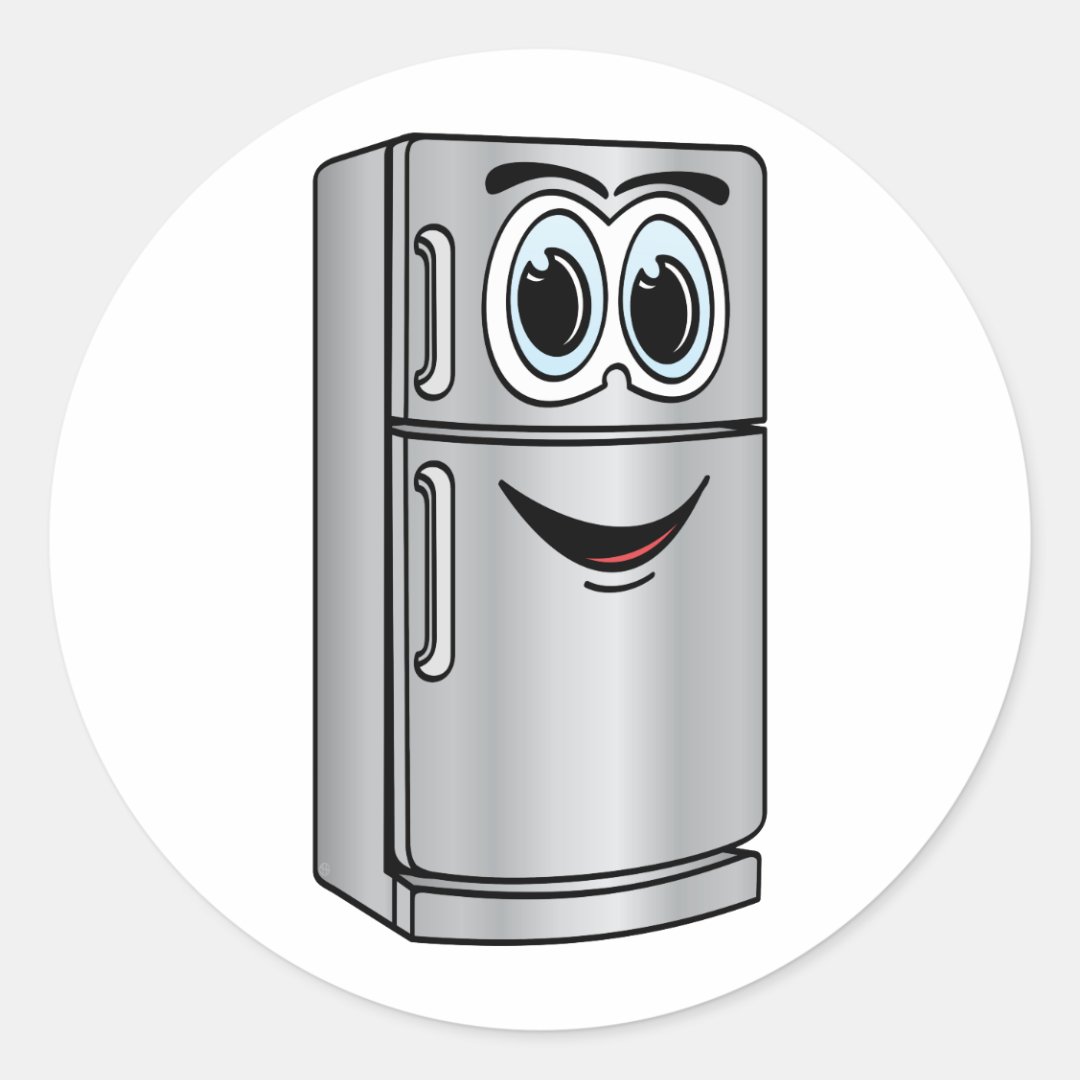 Stainless Steel Refrigerator Cartoon Classic Round Sticker | Zazzle
