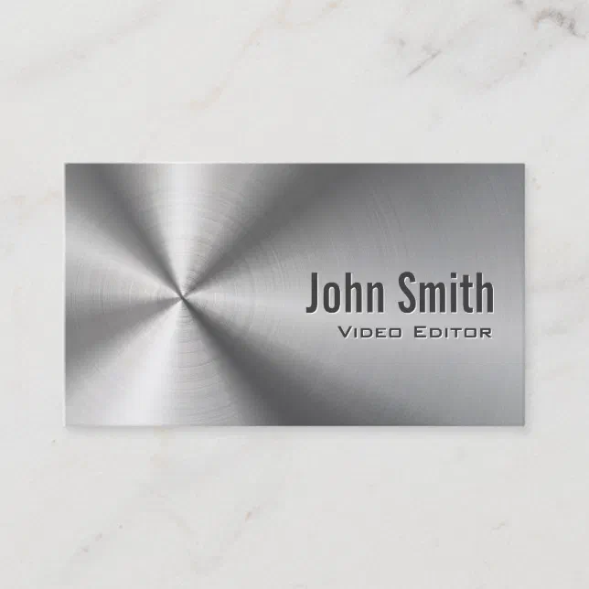 Stainless Steel Video Editor Business Card | Zazzle
