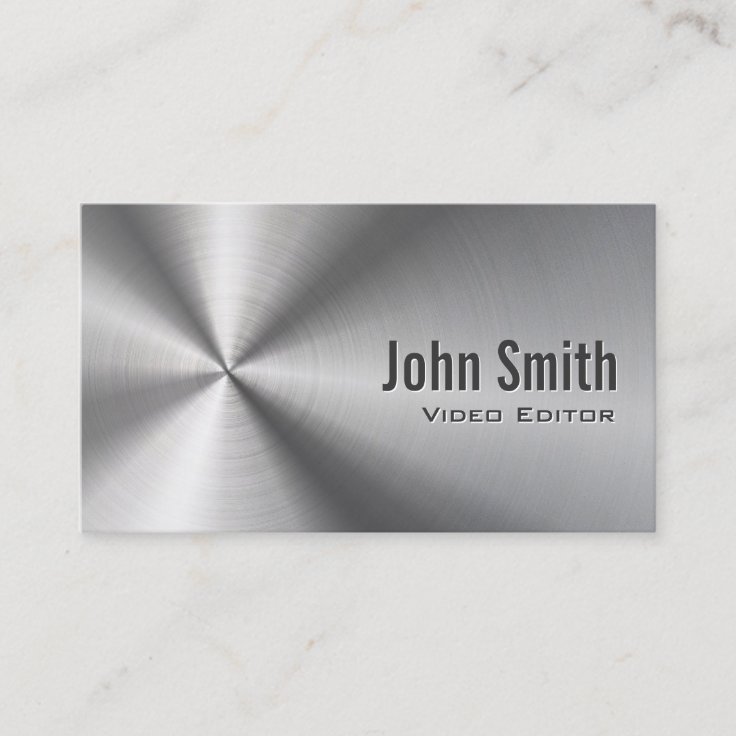 Stainless Steel Video Editor Business Card | Zazzle