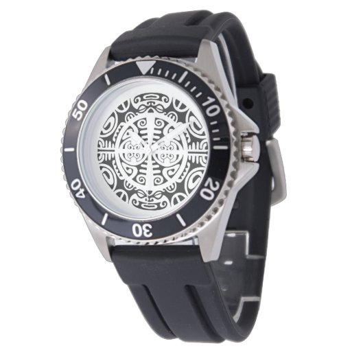 Stainless steel watch with Maori symbol face | Zazzle