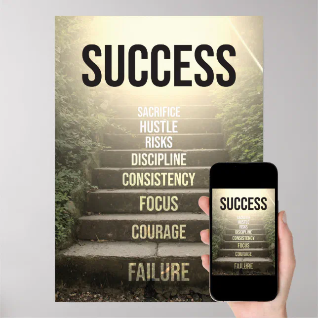 Stairs To Success - Motivational Poster | Zazzle