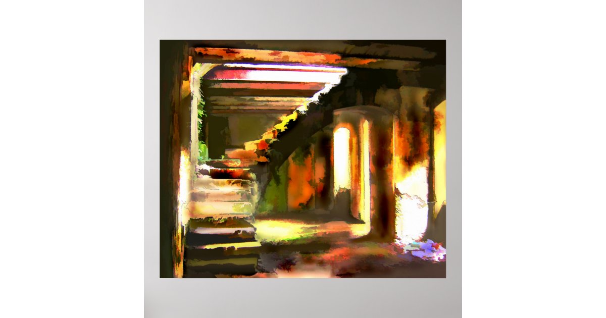 Stairway to an Empty Basement Poster | Zazzle