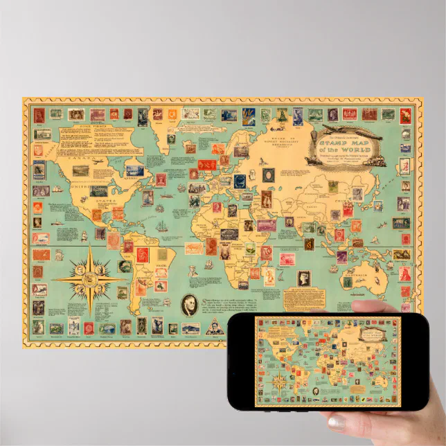Stamp Map of the World Poster | Zazzle