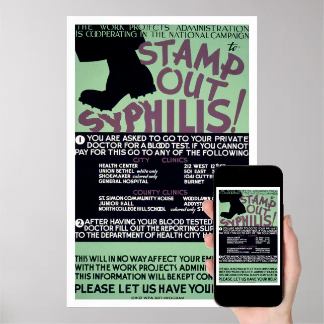 Stamp Out Syphilis 1940 WPA Poster | Zazzle