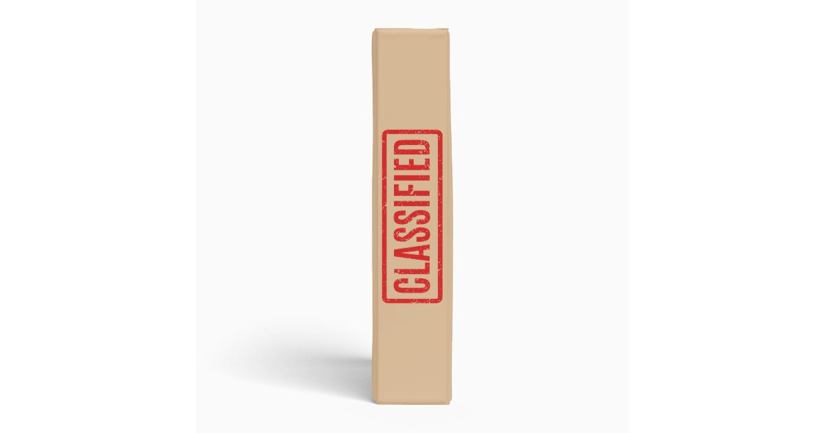 Stamped Classified 3 Ring Binder | Zazzle