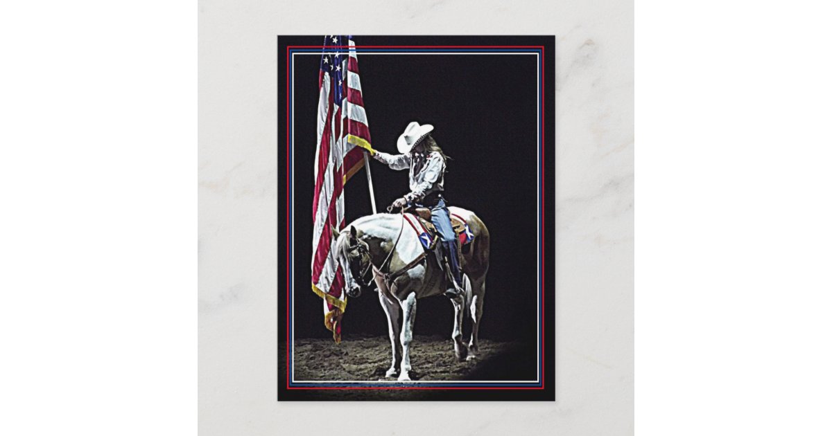 Stampede Prayers (red, white & blue border) Postcard | Zazzle