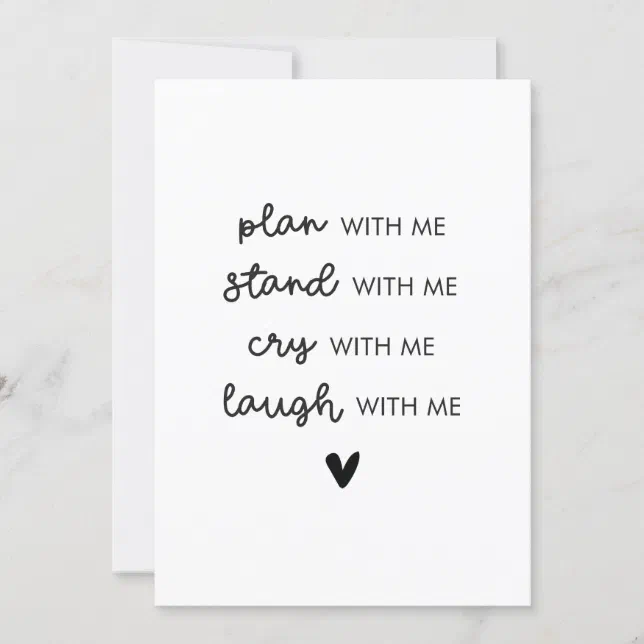 Stand cry laugh with me bridesmaid folded card | Zazzle