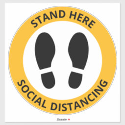 Stand Here Social Distancing Footprint Modern Sticker | Zazzle