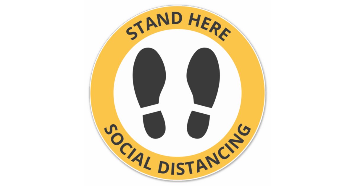 Stand Here Social Distancing Footprint Modern Sticker | Zazzle