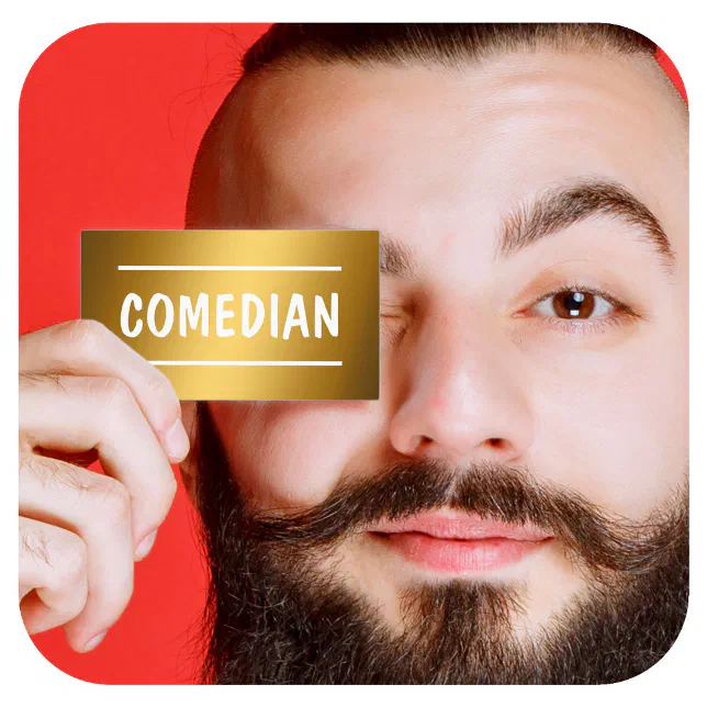 Stand Up Comedian QR Golden Business Card | Zazzle