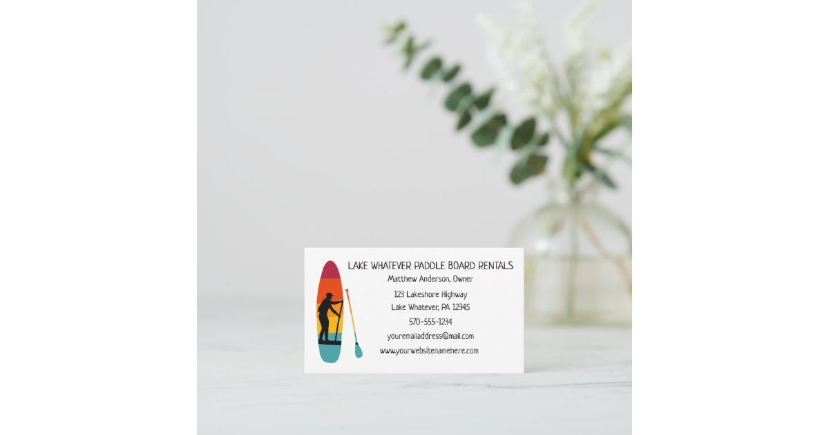 Stand Up Paddle Board SUP Paddleboarding Rental Business Card | Zazzle
