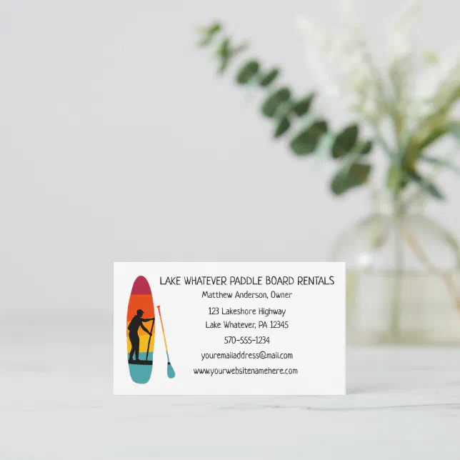 Stand Up Paddle Board SUP Paddleboarding Rental Business Card | Zazzle