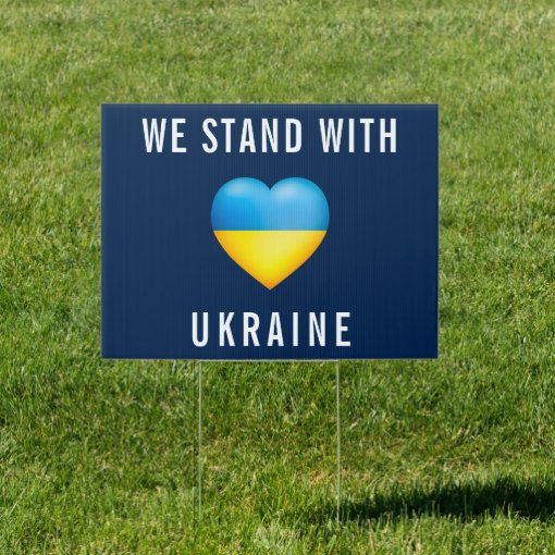 Stand With Ukraine Ukrainian Flag Heart Sign | Zazzle