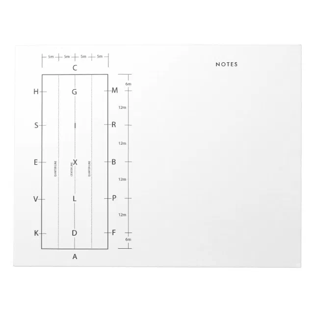 Standard Dressage Arena Template Horse Competition Notepad | Zazzle