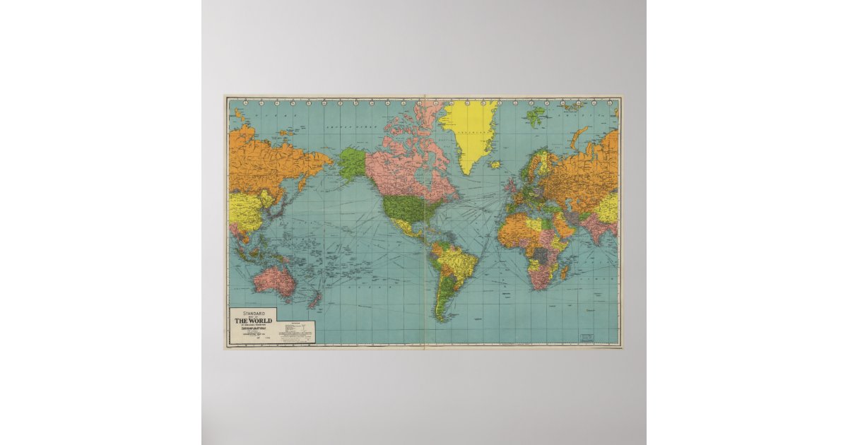 Standard Map of the World (1942) Poster | Zazzle