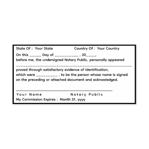 Standard Notary Public Acknowledgement Stamp | Zazzle