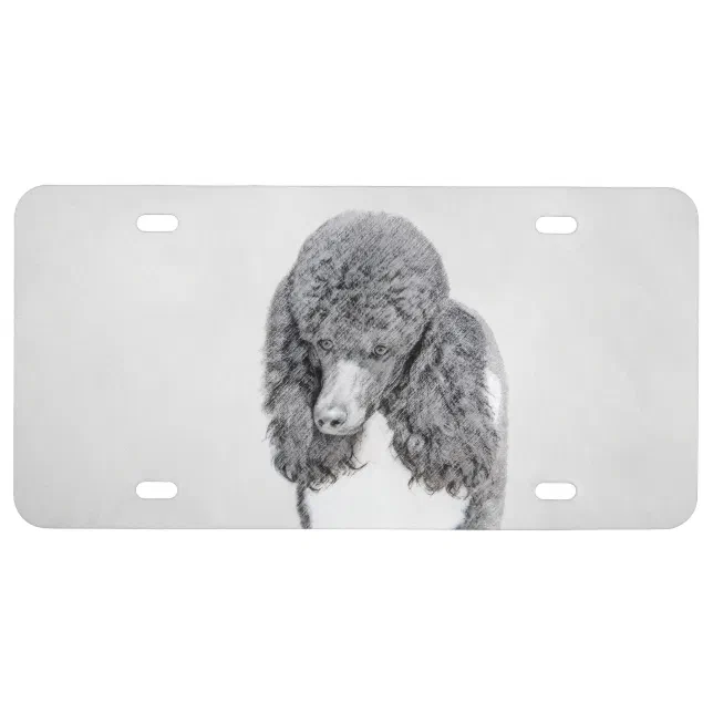 Standard Poodle Black Parti Painting - Dog Art License Plate | Zazzle