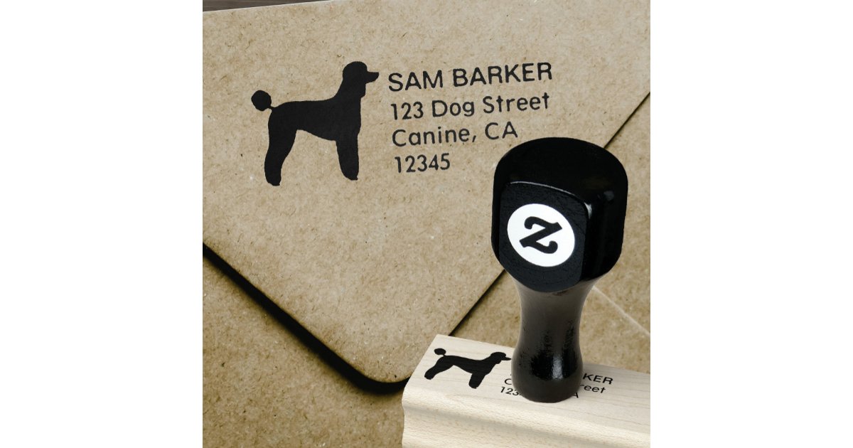Standard Poodle Silhouette Return Address Rubber Stamp | Zazzle