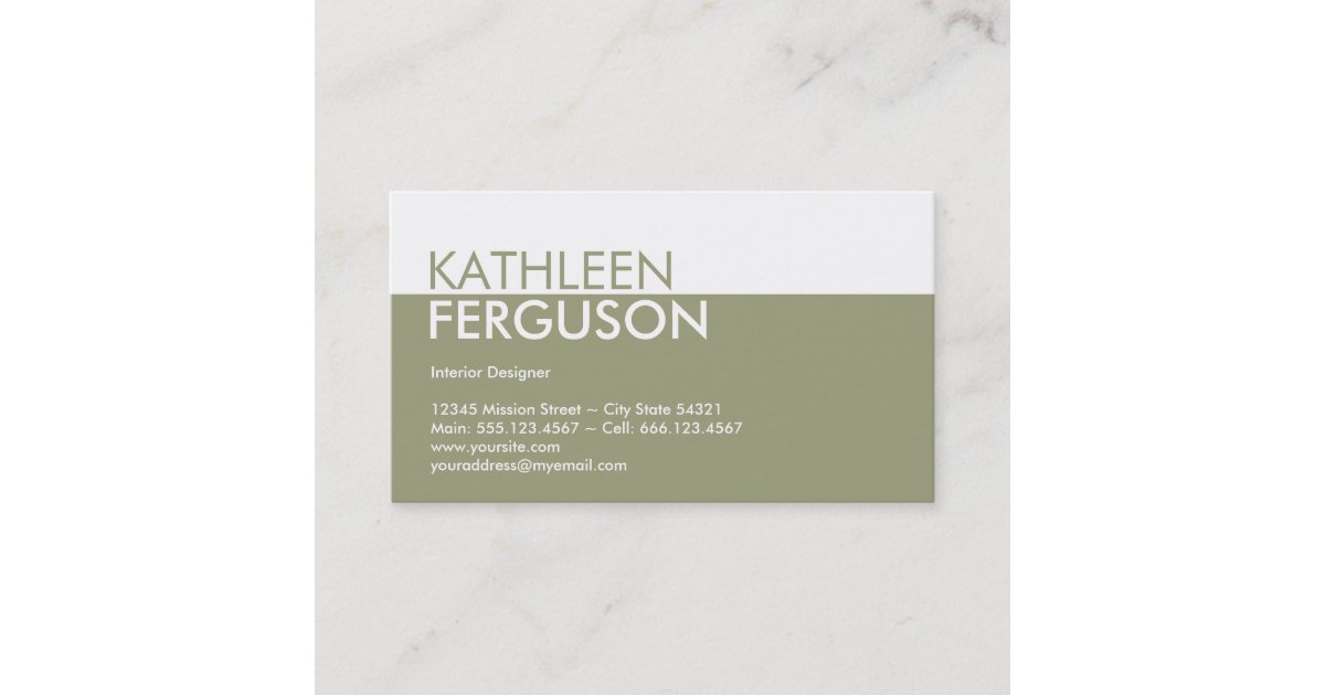 Standard two tone color block green professional business card | Zazzle
