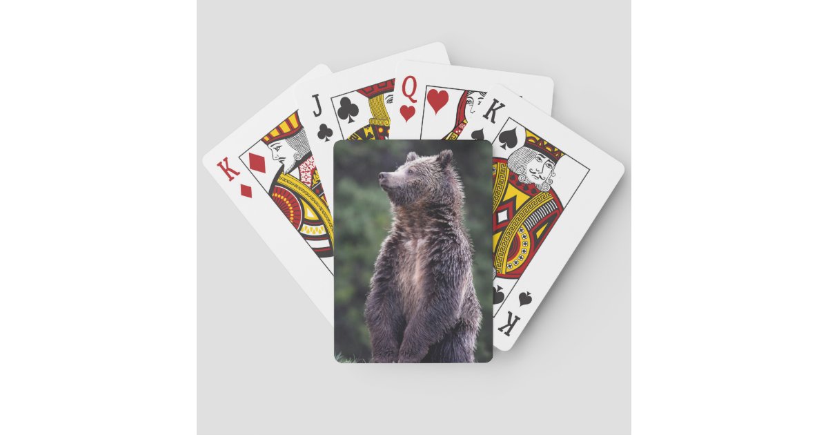 Standing Grizzly Bear Poker Cards | Zazzle