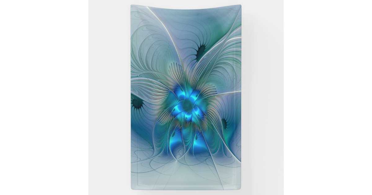 Standing Ovations, Abstract Blue Turquoise Fractal Banner | Zazzle