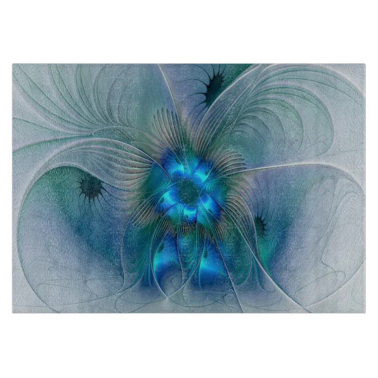 Standing Ovations, Abstract Blue Turquoise Fractal Cutting Board | Zazzle