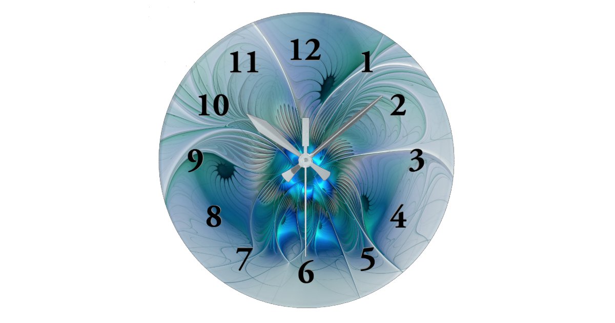 Standing Ovations, Abstract Blue Turquoise Fractal Large Clock | Zazzle.com