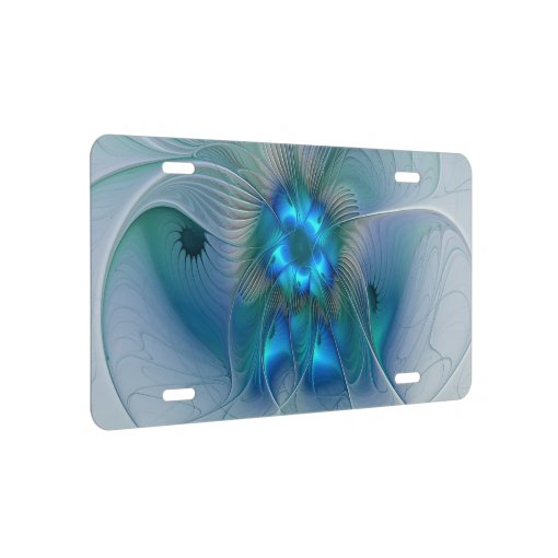 Standing Ovations, Abstract Blue Turquoise Fractal License Plate | Zazzle