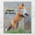 Standing Red Fox Birthday Wine Label | Zazzle