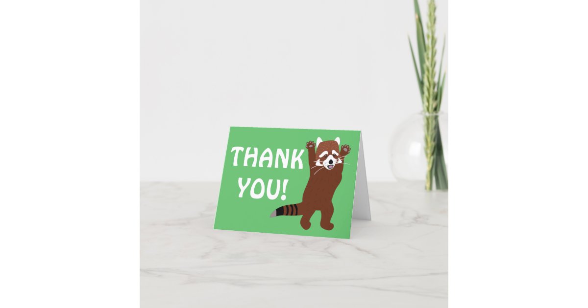 Standing Red Panda Cute Thank You Card | Zazzle