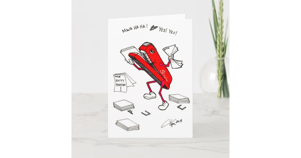 Stapler in a Paper Warehouse birthday card | Zazzle