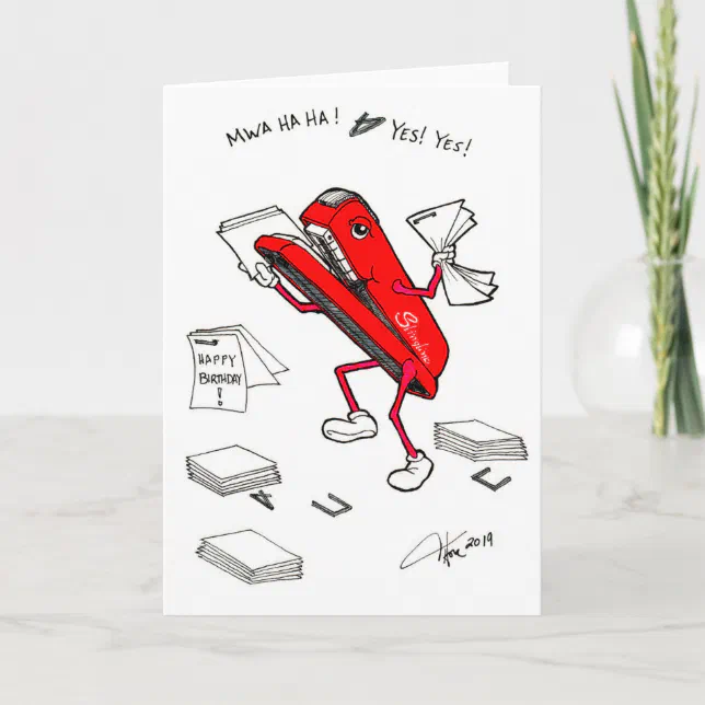 Stapler in a Paper Warehouse birthday card | Zazzle