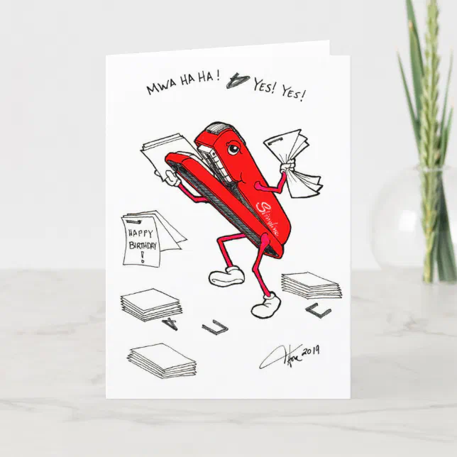 Stapler in a Paper Warehouse birthday card | Zazzle