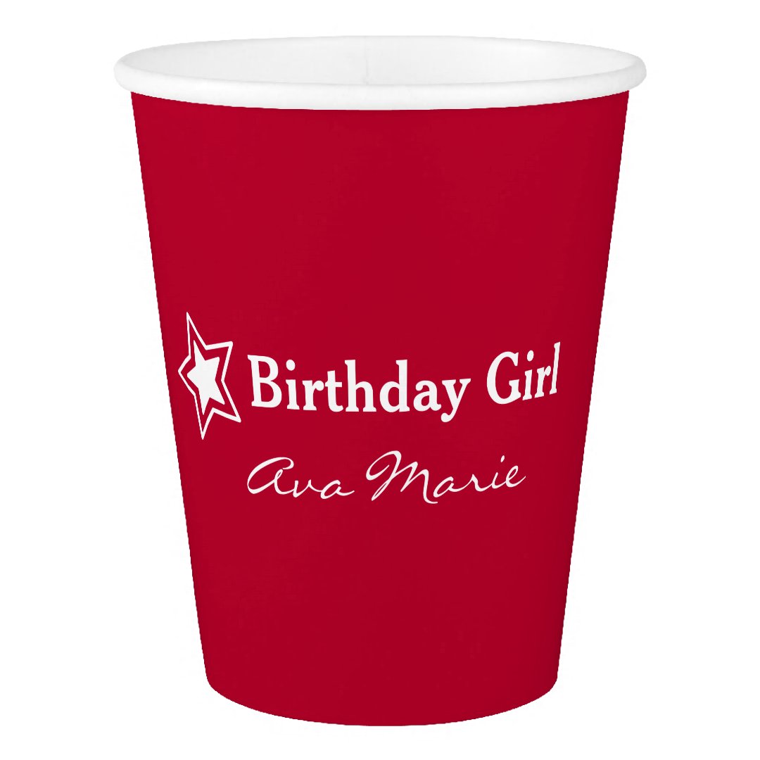 Star Birthday Girl Party Paper Cup | Zazzle