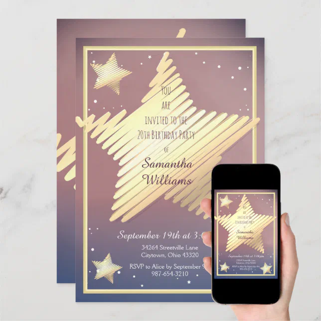 Star Birthday Invitation | Zazzle