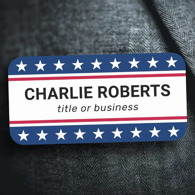Star border red stripes blue white patriotic name tag | Zazzle
