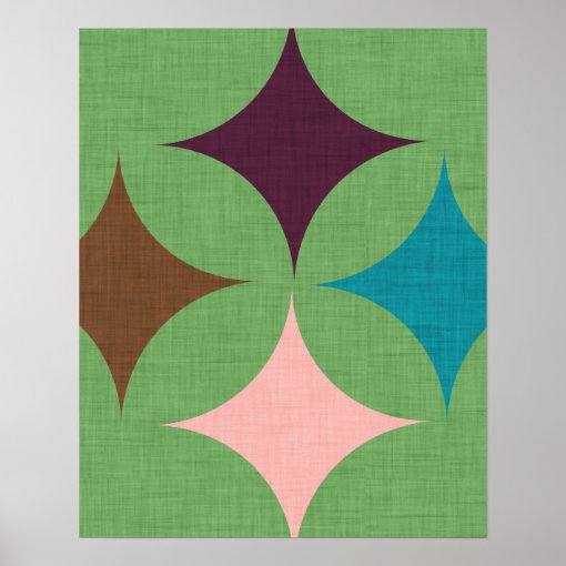 Star Diamond Mid Century Pattern Poster | Zazzle