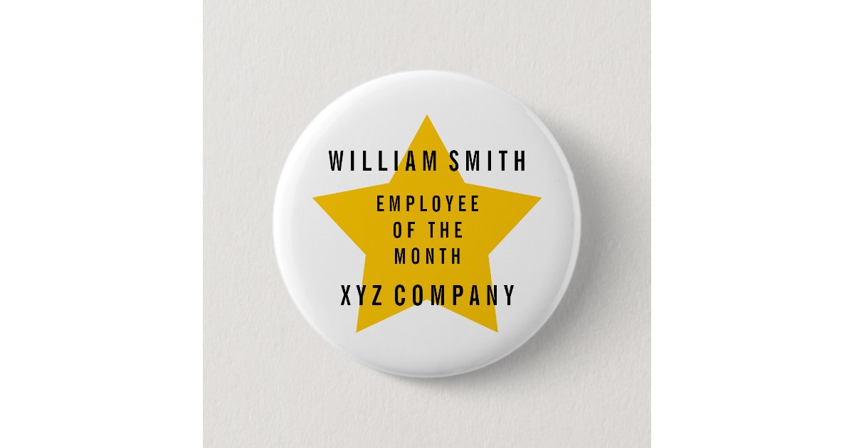 Star Employee of the Month Name | Company Pinback Button | Zazzle