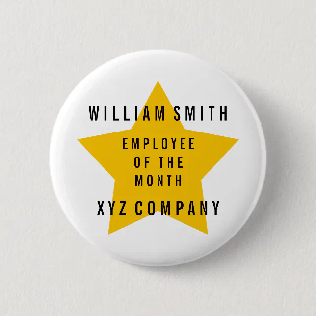 Star Employee of the Month Name | Company Pinback Button | Zazzle