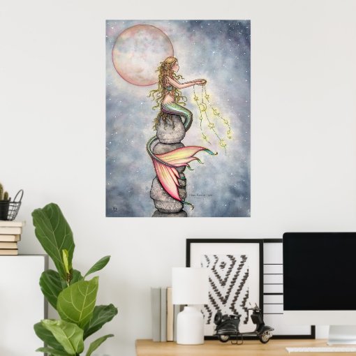 Star Filled Sky Mermaid Poster by Molly Harrison | Zazzle
