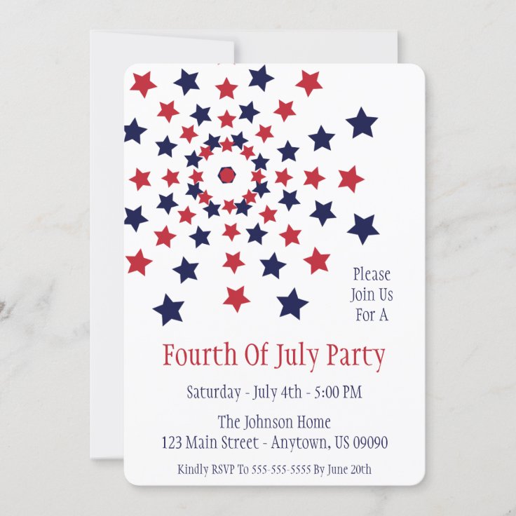 Star Firework Fourth Of July Invitations | Zazzle