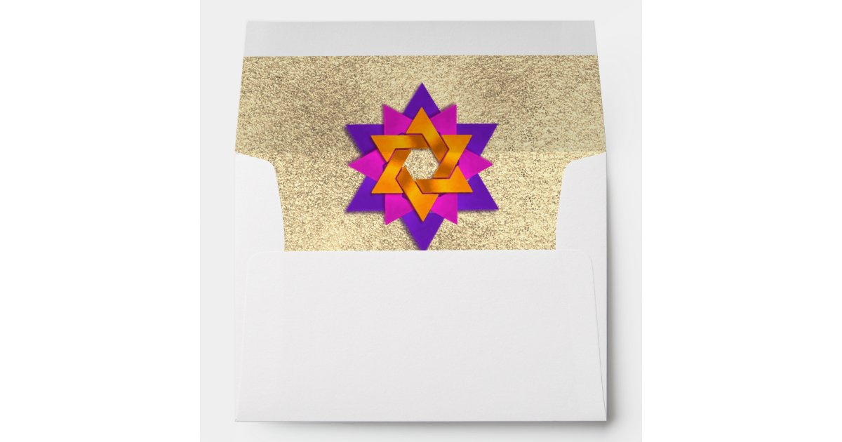 Star Flower Pink Purple Orange Gold Envelope | Zazzle