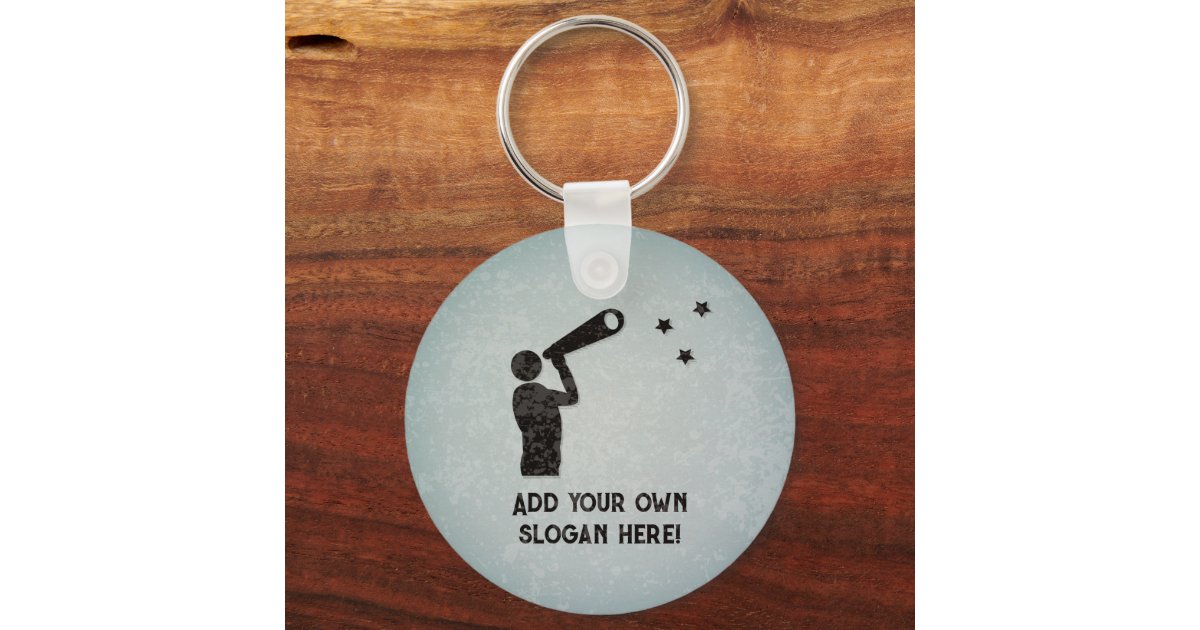 Star-Gazing - Astronomer with Telescope - own text Keychain | Zazzle