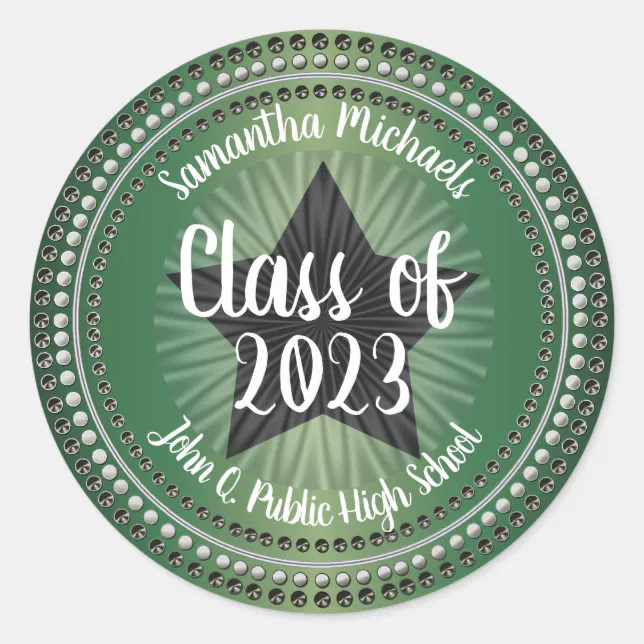 Star Green Class Year Graduation Sticker Seal | Zazzle