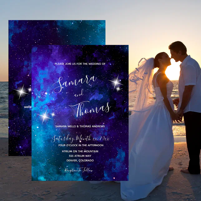 Star Light Blue Sky Wedding Invitation | Zazzle