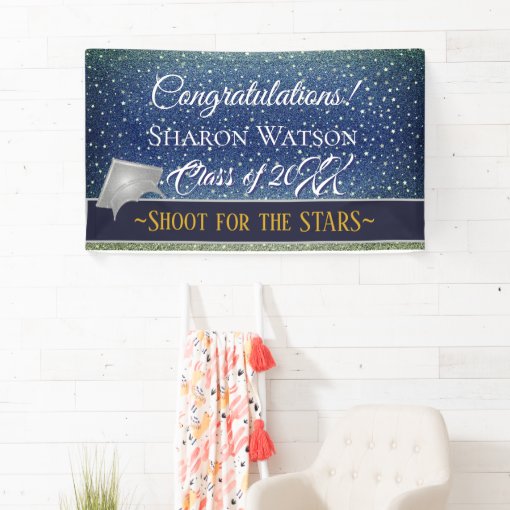Star Light Sky Denim Blue Graduation Party Banner | Zazzle