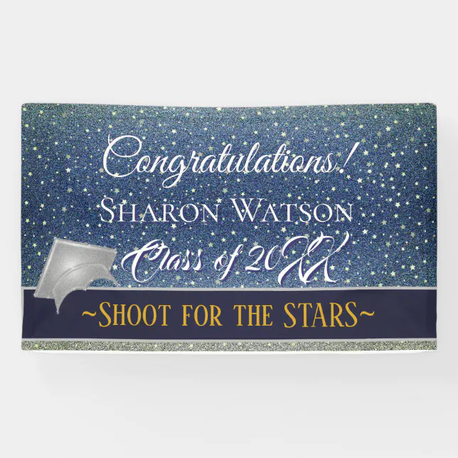 Star Light Sky Denim Blue Graduation Party Banner | Zazzle