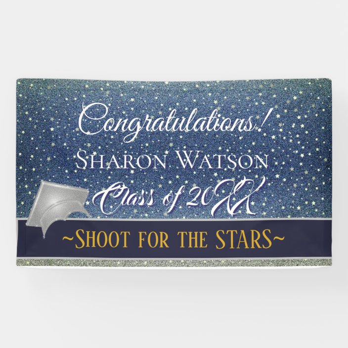 Star Light Sky Denim Blue Graduation Party Banner | Zazzle