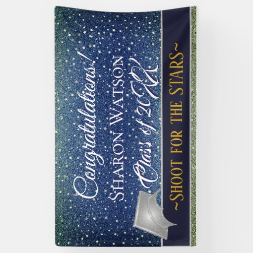Star Light Sky Denim Blue Graduation Party Banner | Zazzle